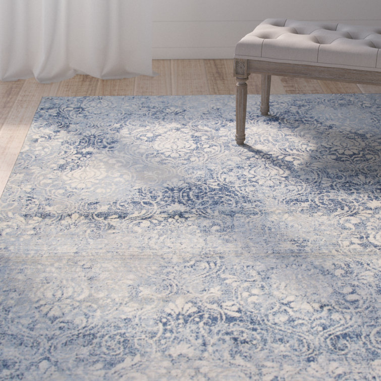 One Allium Way® Thora Wool Light Gray/Blue Rug & Reviews | Wayfair