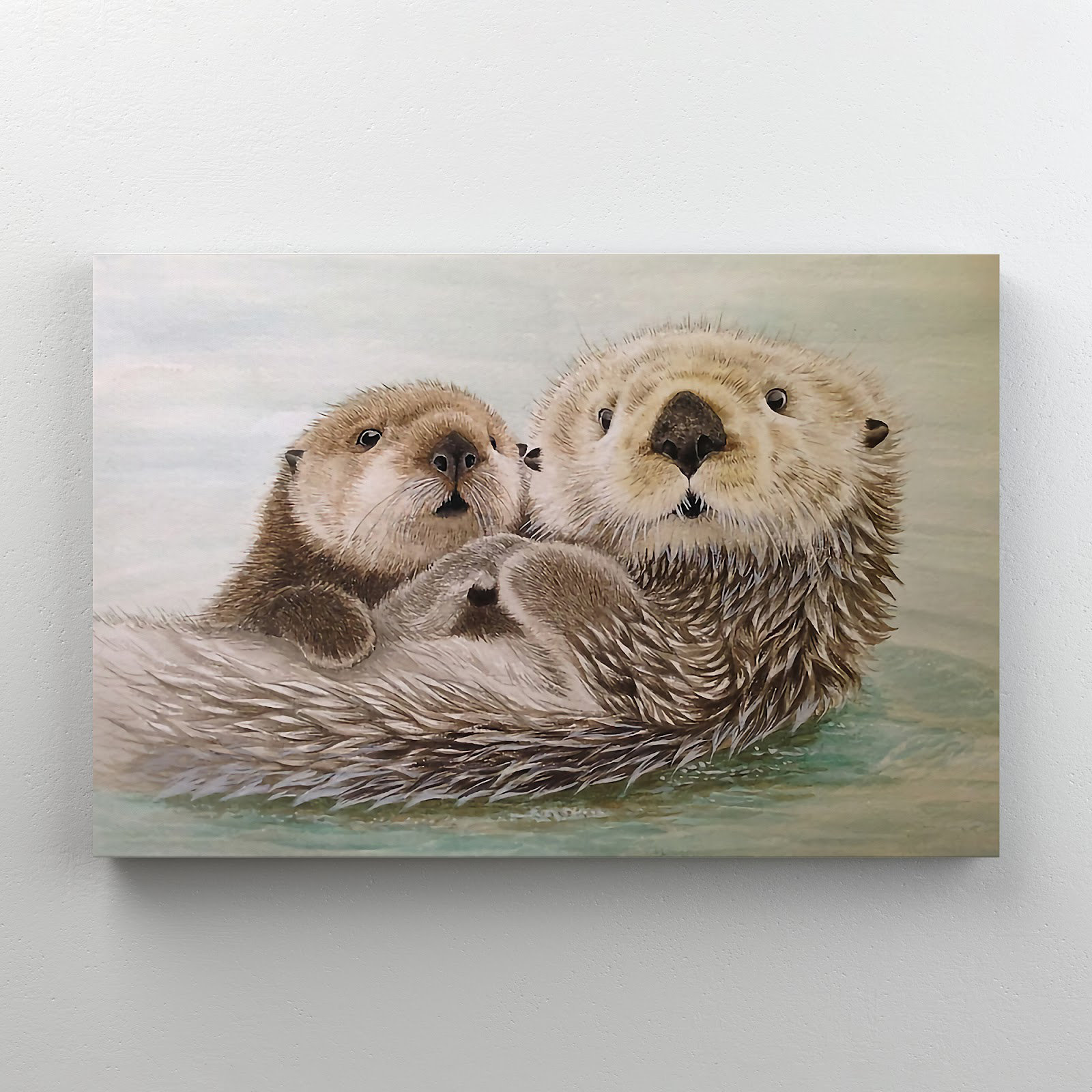 Rosecliff Heights Mother And Baby Sea Otters Art - 1 Piece Rectangle ...