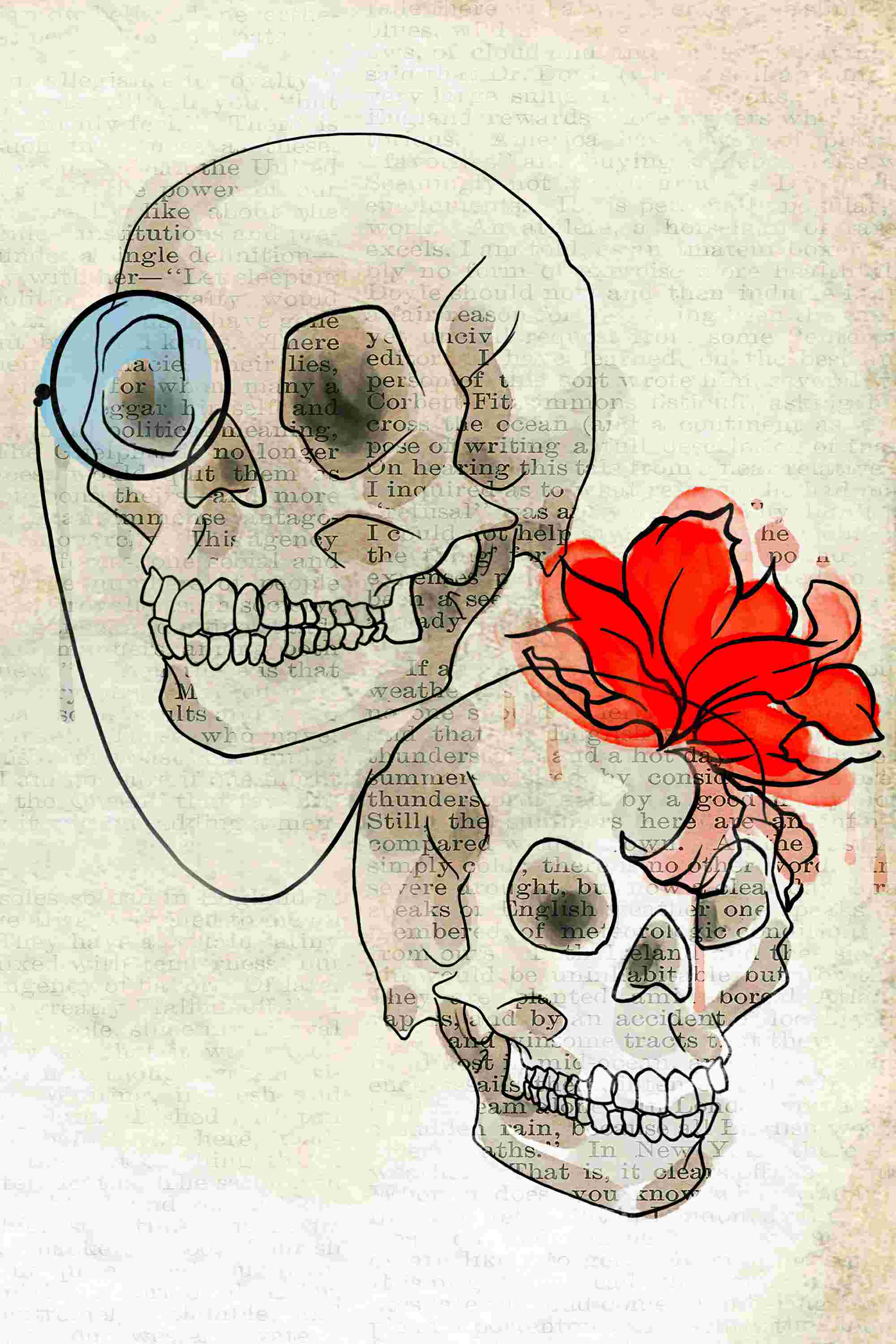 Trinx Skull Duo Types - Wrapped Canvas Painting | Wayfair