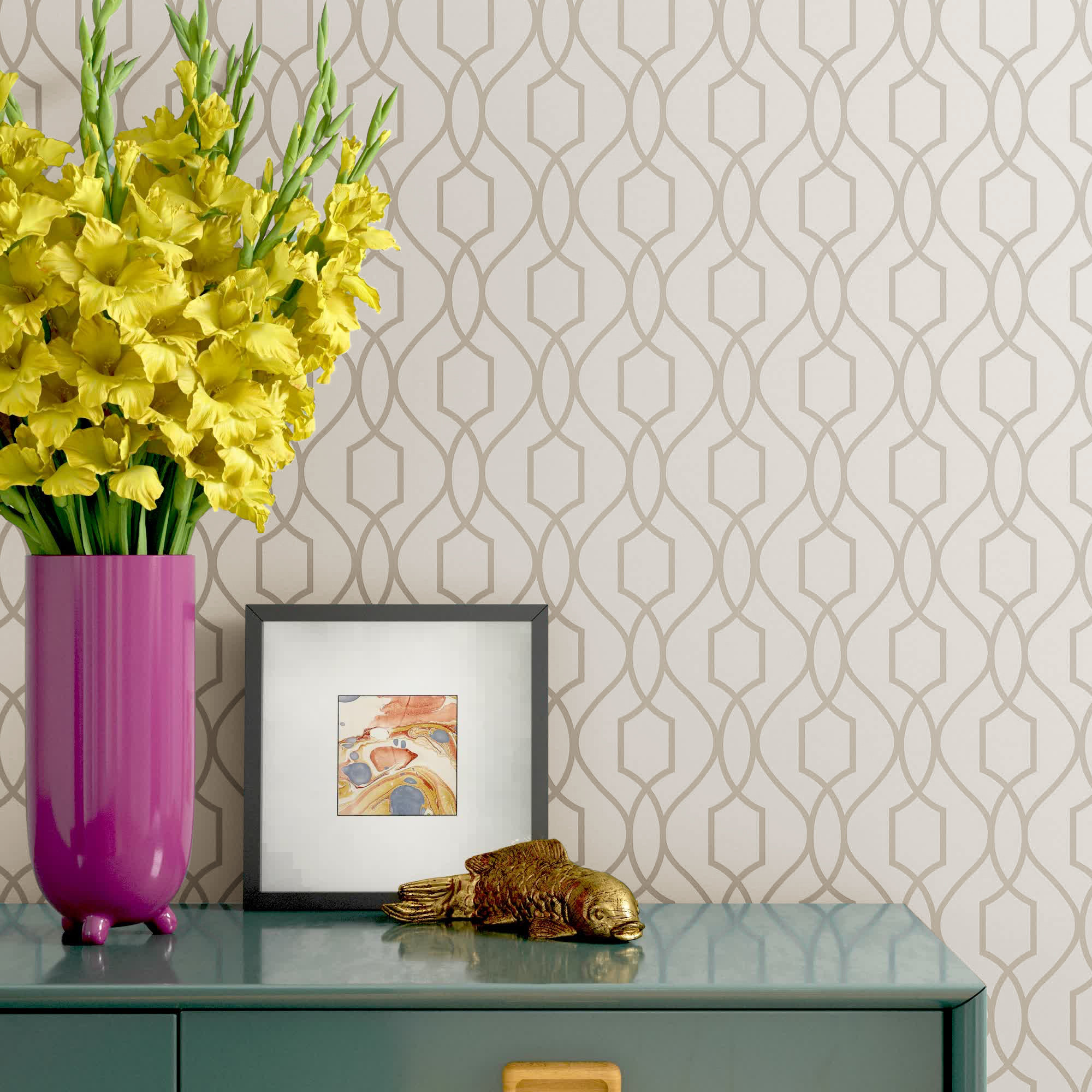 Etta Avenue™ Katelyn Trellis 33' L x 20.5" W Wallpaper Roll & Reviews ...