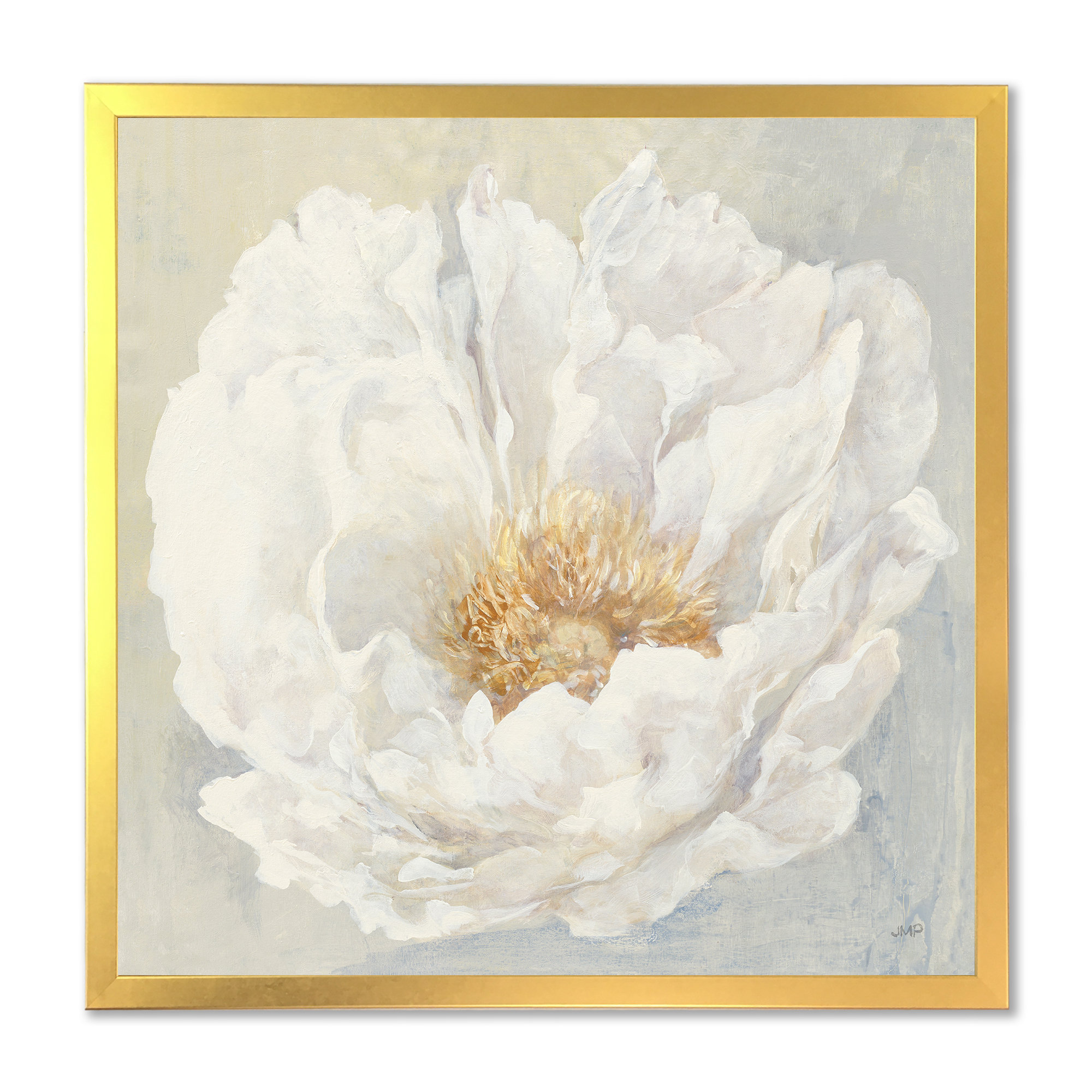 The Twillery Co.® White Serene Peony - Picture Frame Print on Canvas ...