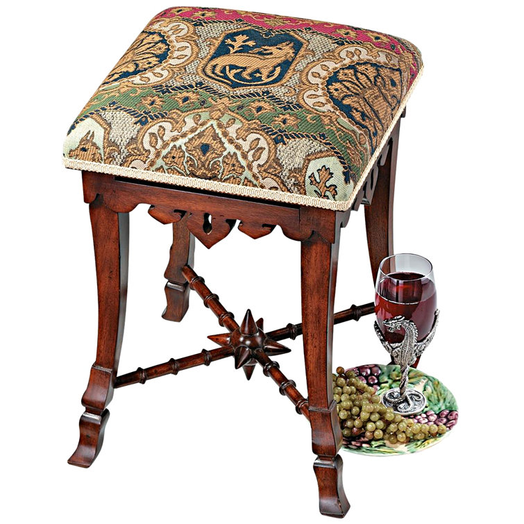Design Toscano Medieval 20'' Tall Solid Wood Accent Stool | Wayfair