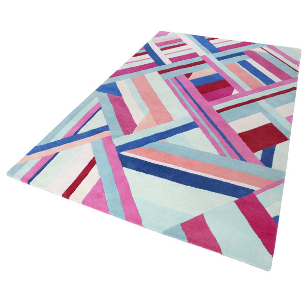 Ebern Designs Herron Handmade Wool Pink Rug | Wayfair.co.uk