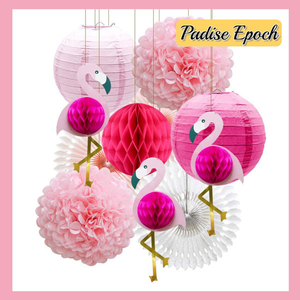 Padise Epoch Flamingo Party Decorations, Pom Poms Honeycomb Balls Paper ...