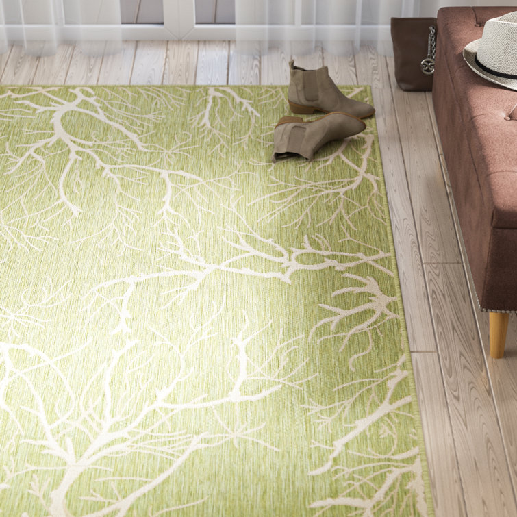 Ebern Designs Angelos Power Loom Green Indoor/Outdoor Rug & Reviews ...