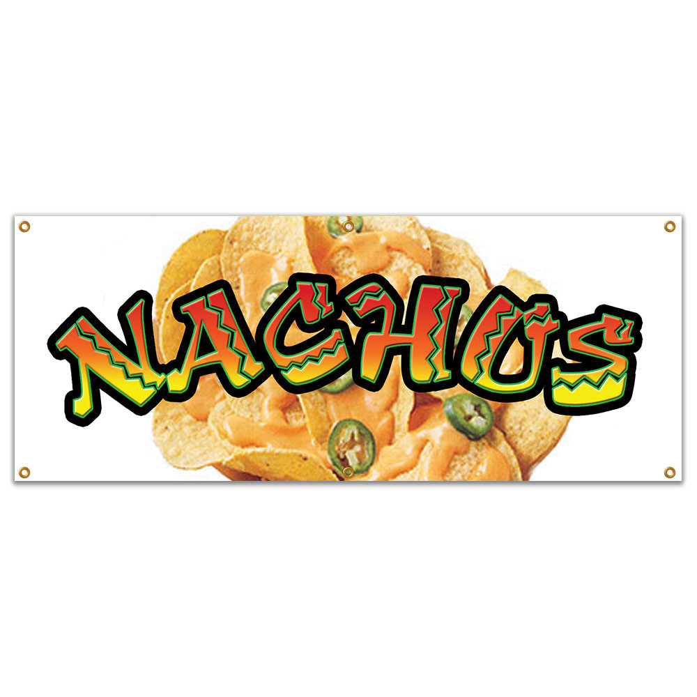 SignMission Nachos Banner Heavy Duty 13 Oz Vinyl With Grommets Single ...