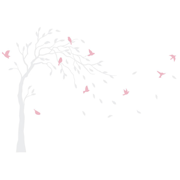 August Grove® Tree and Birds in Breeze Wall Decal & Reviews | Wayfair