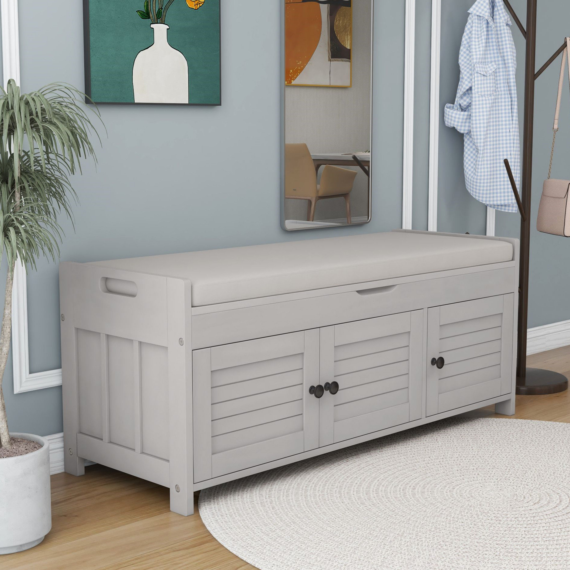 Red Barrel Studio® Upholstered Cabinet Storage Bench | Wayfair