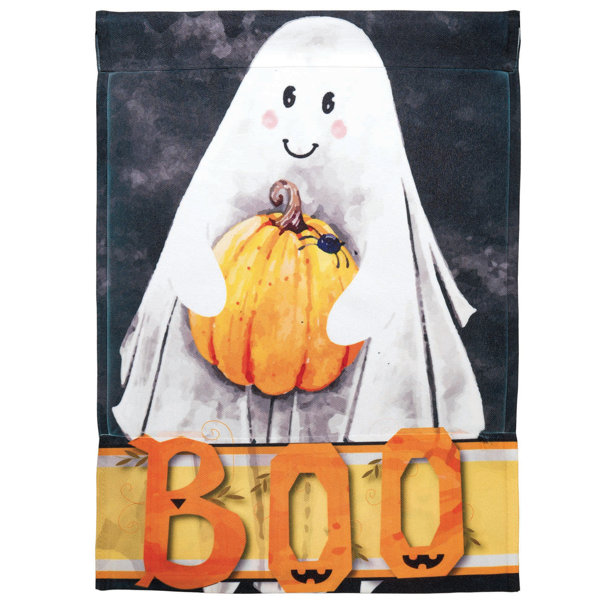 The Holiday Aisle® Chole Ghost Boo 2-Sided Polyester Garden Flag | Wayfair