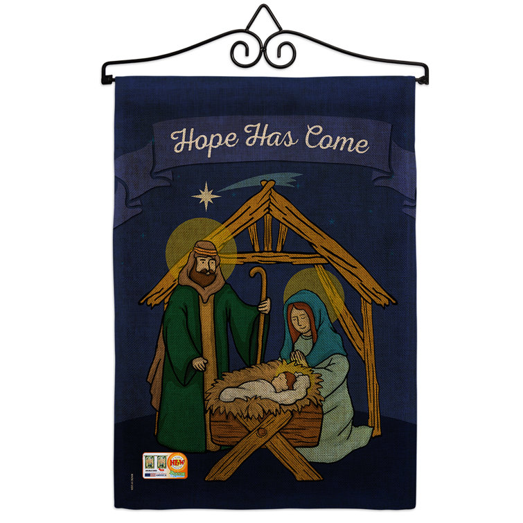 Breeze Decor Hope Has Come Winter Nativity 2-Sided Burlap 19 x 13 in ...
