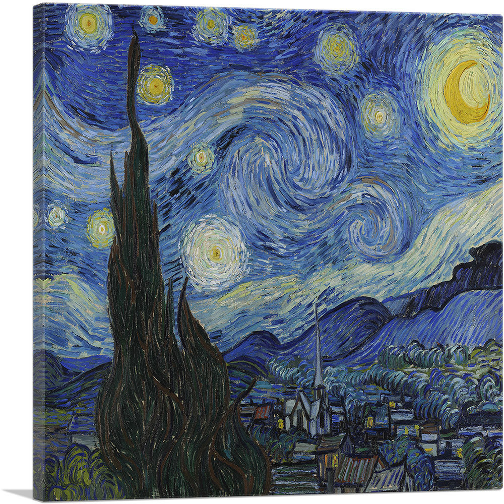 ARTCANVAS The Starry Night 1889 by Vincent Van Gogh - Wrapped Canvas ...