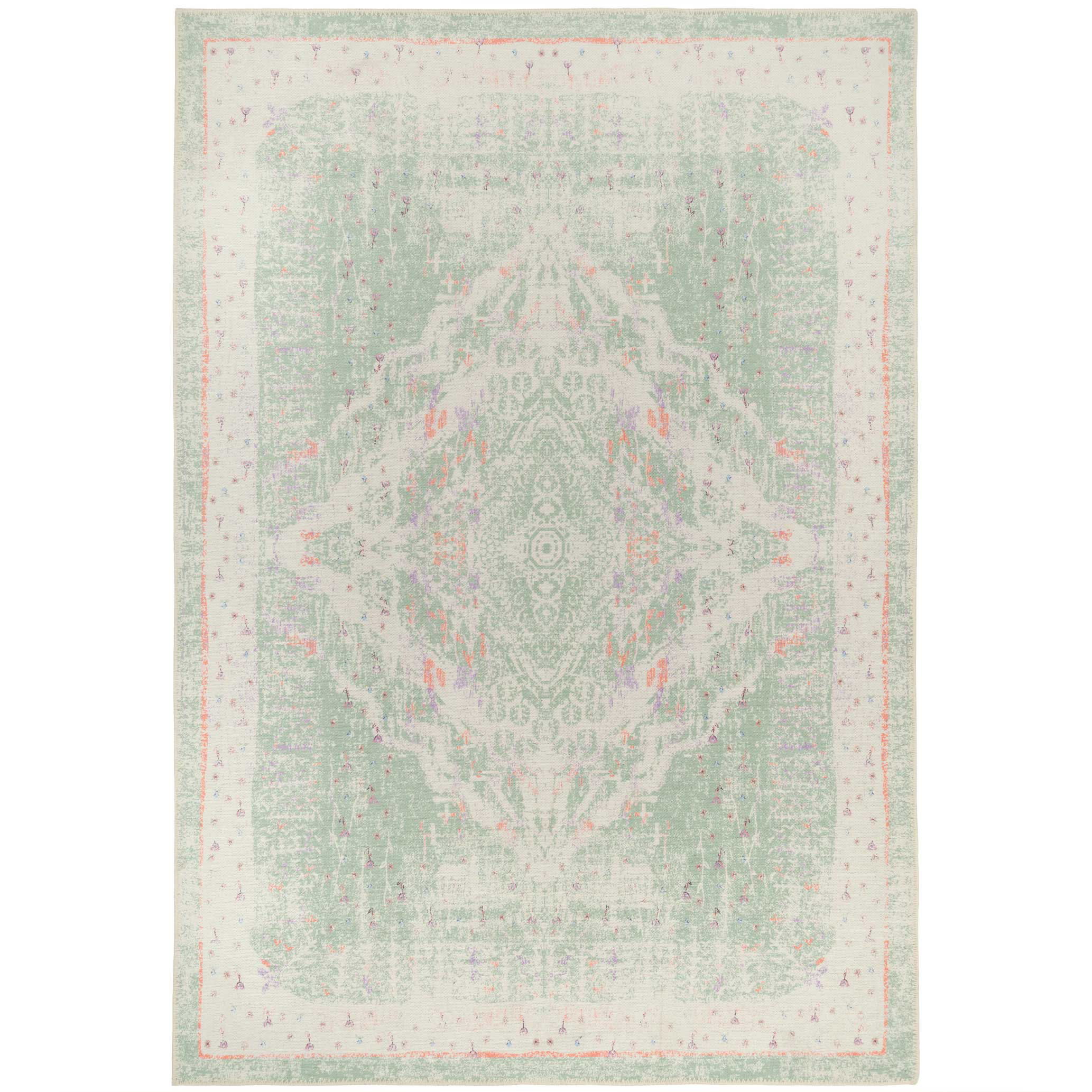Kukoon Green Cream Distressed Traditional Medallion Rug | Wayfair.co.uk
