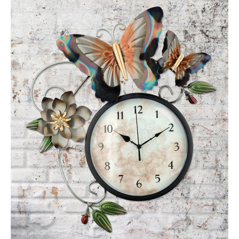 Regal Art & Gift Clock - Metallic Butterfly | Wayfair