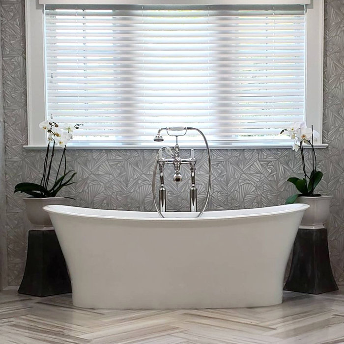 Wetstyle Cloud 62" x 29.875" Freestanding Soaking Solid Surface Bathtub ...