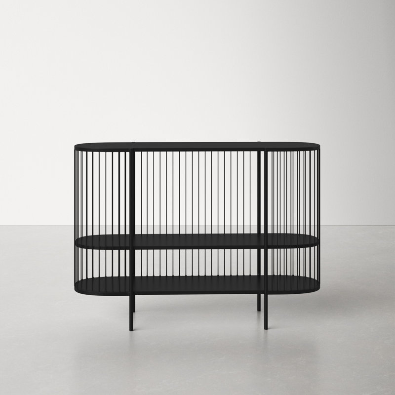 AllModern Sobro Black Metal Narrow Birdcage Style 2 Shelf Console Table ...