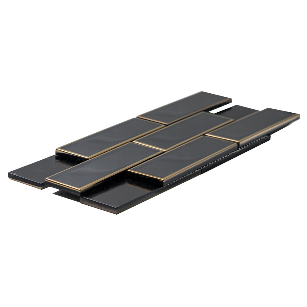 Long Island Mosaics & Tile Athena Black 15" X 12" Glass Mosaic Wall ...