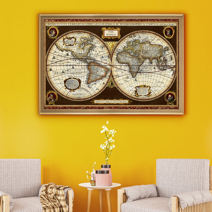 Alcott Hill® Decorative World Map - Picture Frame Print on Canvas | Wayfair