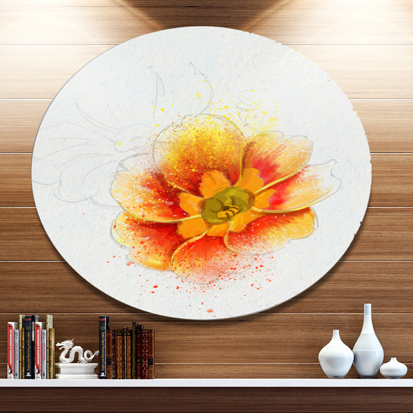 DesignArt Beautiful Yellow Watercolor Flower - Unframed Print on Metal ...