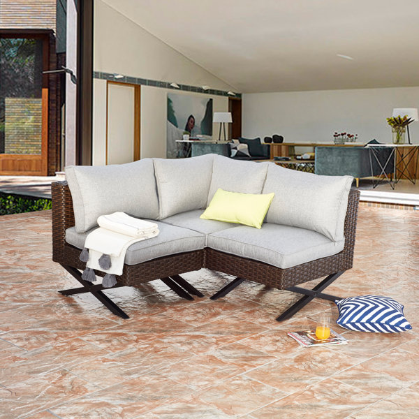 Mercury Row® Boydston 56.6'' Wide Outdoor Wicker Symmetrical Patio ...