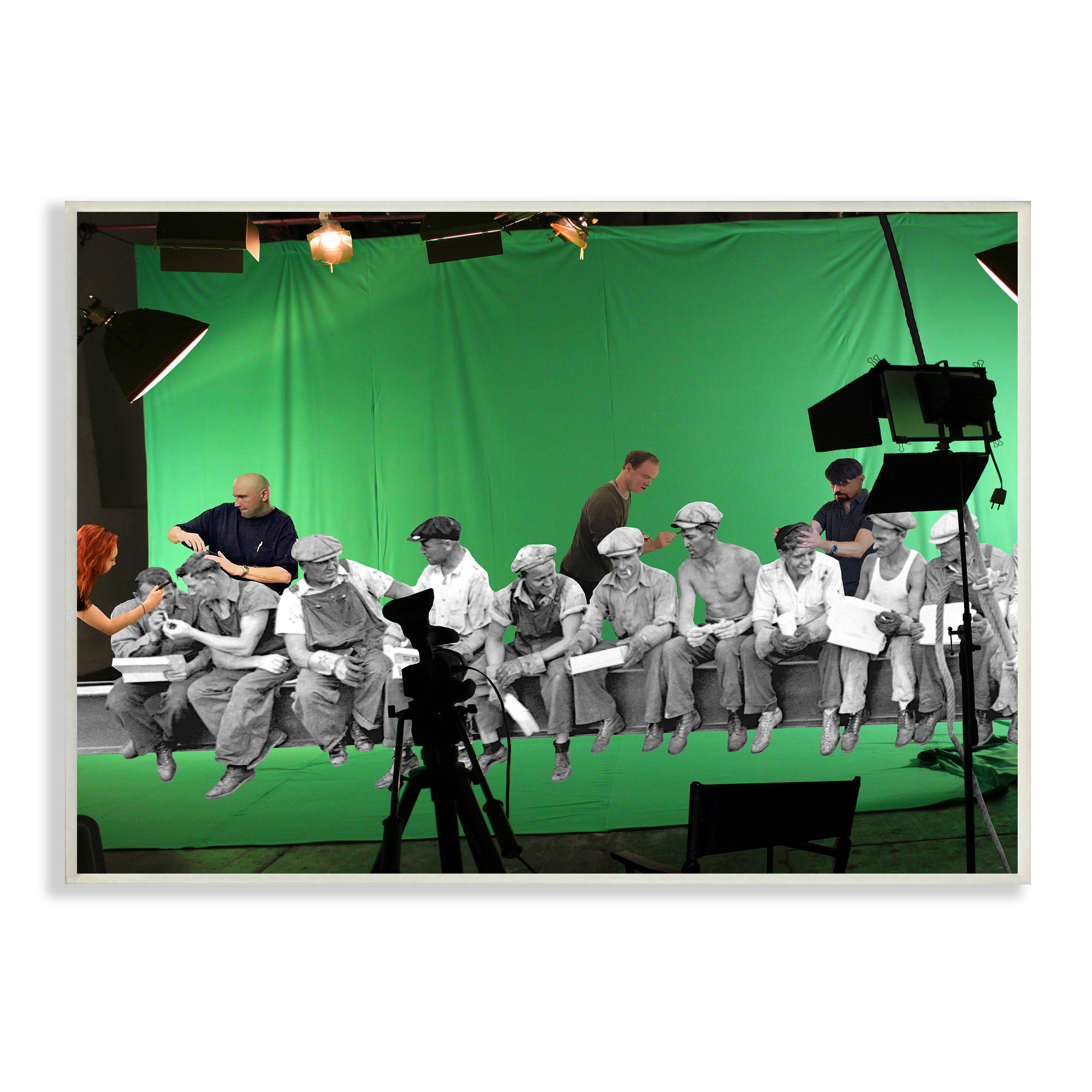 Stupell Industries Green Movie Set Vintage Monochrome People Collage by ...