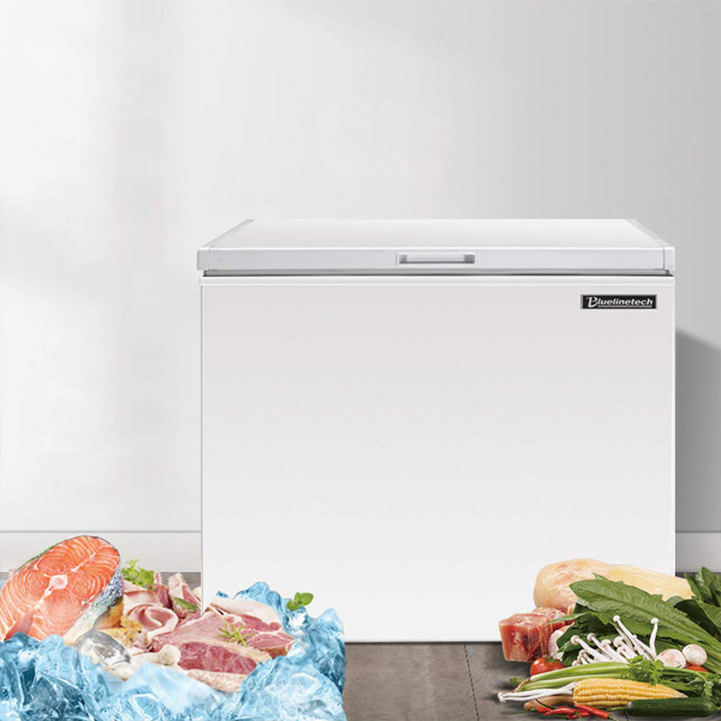 Chingoo 13 Cubic Feet Chest Freezer White With Wire Storage Basket For ...