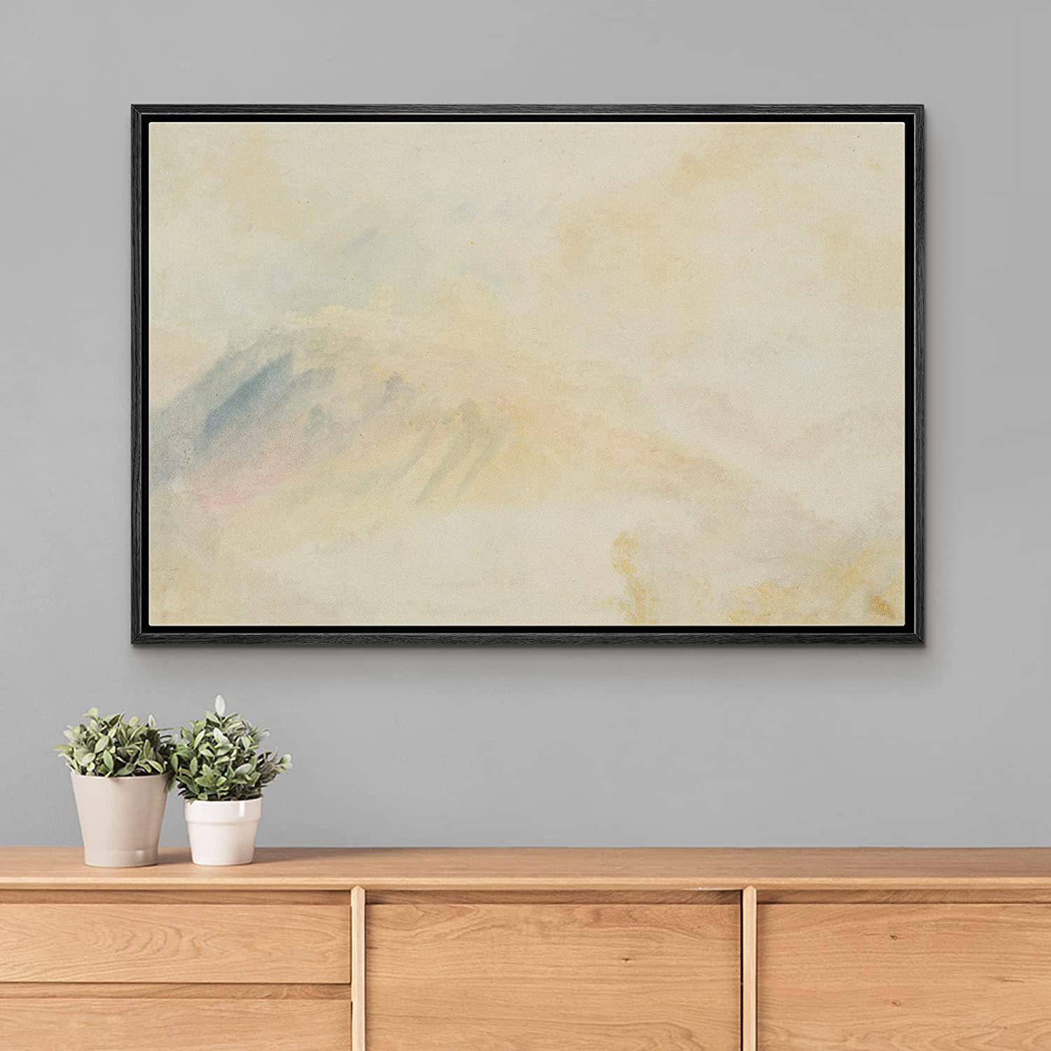 SIGNLEADER Tan Blue Abstract Pastel - Floater Frame Print on Canvas ...