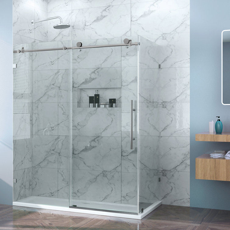 VTI 60" W x 32" D x 72" H Frameless Rectangle Shower Enclosure | Wayfair