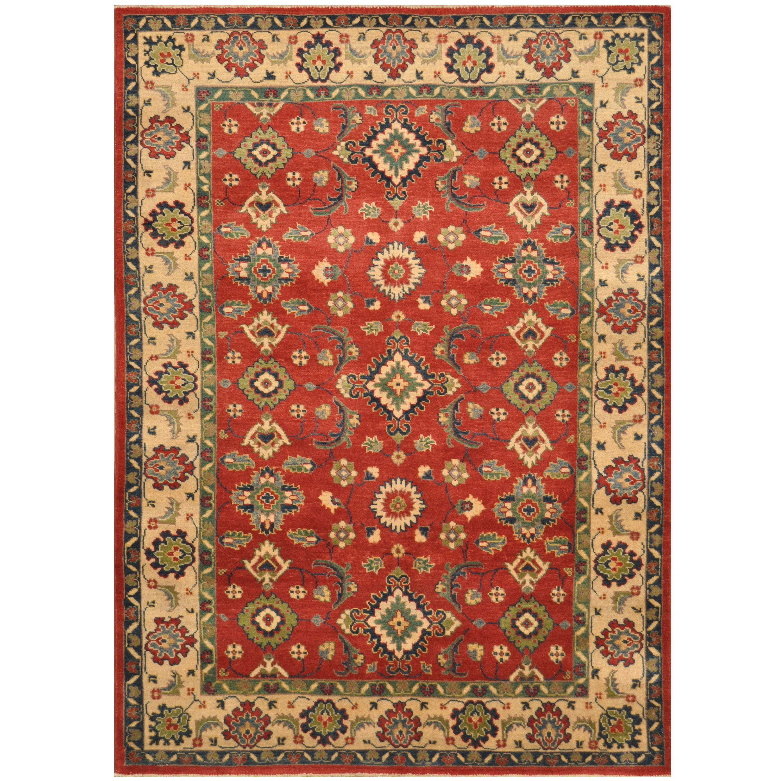 Bungalow Rose Oldrich Geometric Hand-Knotted Wool Area Rug in Rust ...