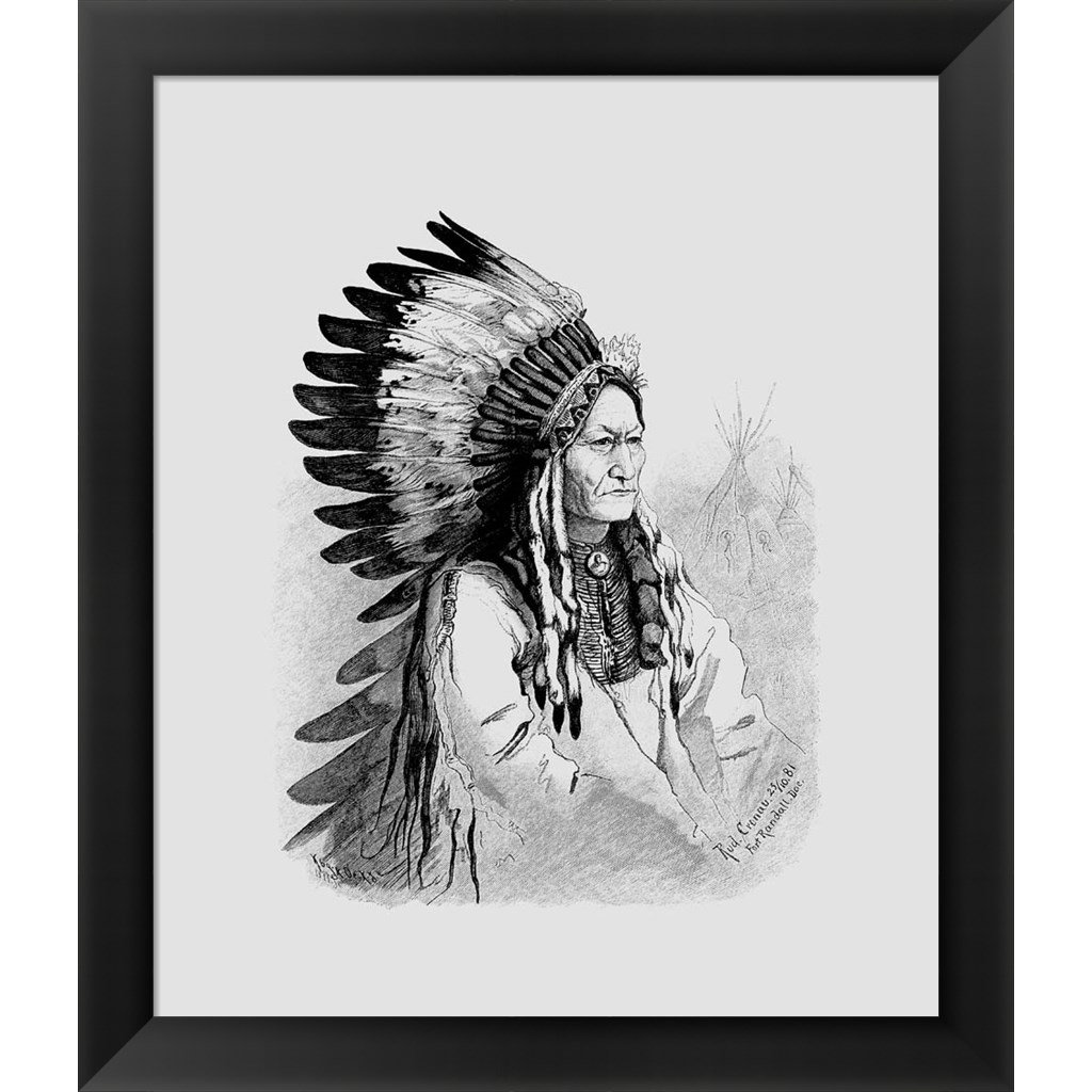 Union Rustic Native Indian Chief, Sitting Bull - Picture Frame Graphic ...