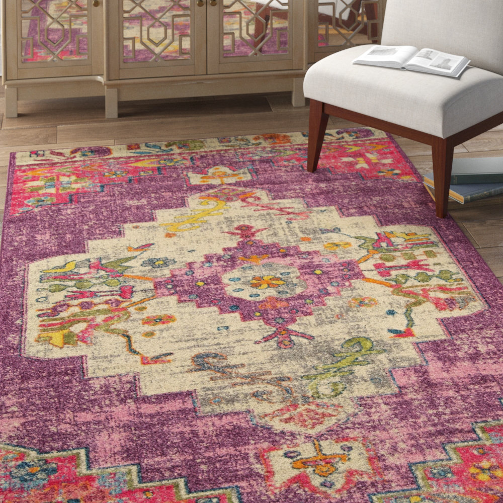 Bungalow Rose Larrick Oriental Purple/Pink Area Rug | Wayfair