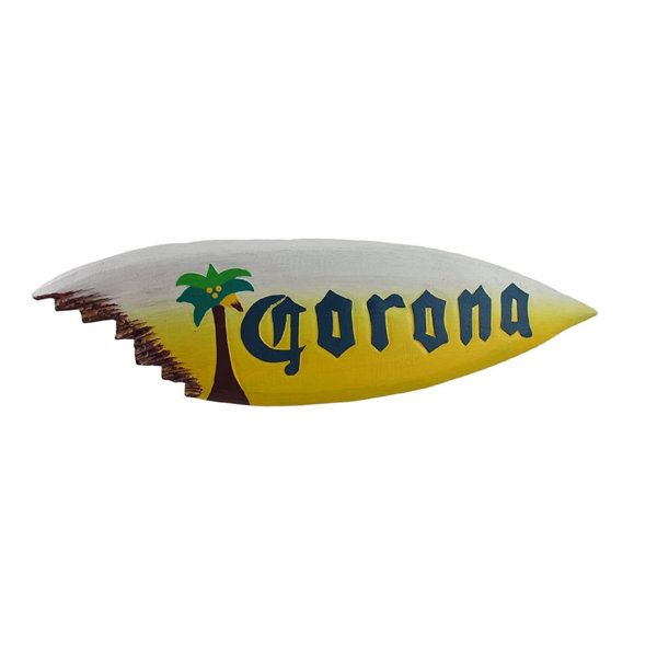 World Bazzar Hand Carved Wooden Corona Surfboard Cocktails Drinking ...