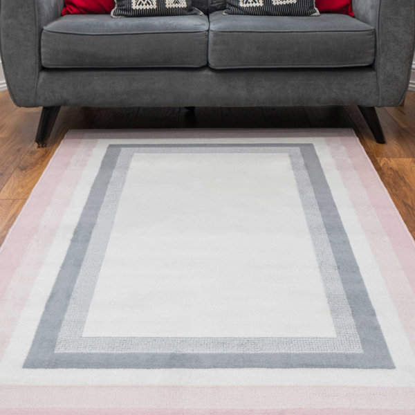 17 Stories Contemporary Bordered Blush Pink/Grey Rug & Reviews | Wayfair.ie