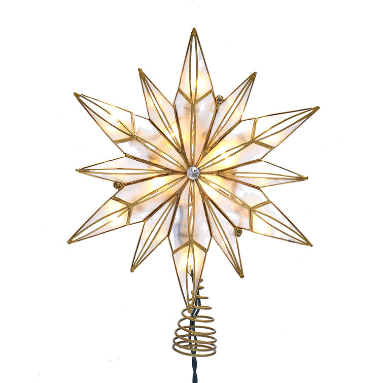 Kurt Adler 10-Light 12-Point Capiz Star and Center Gem Tree Topper ...