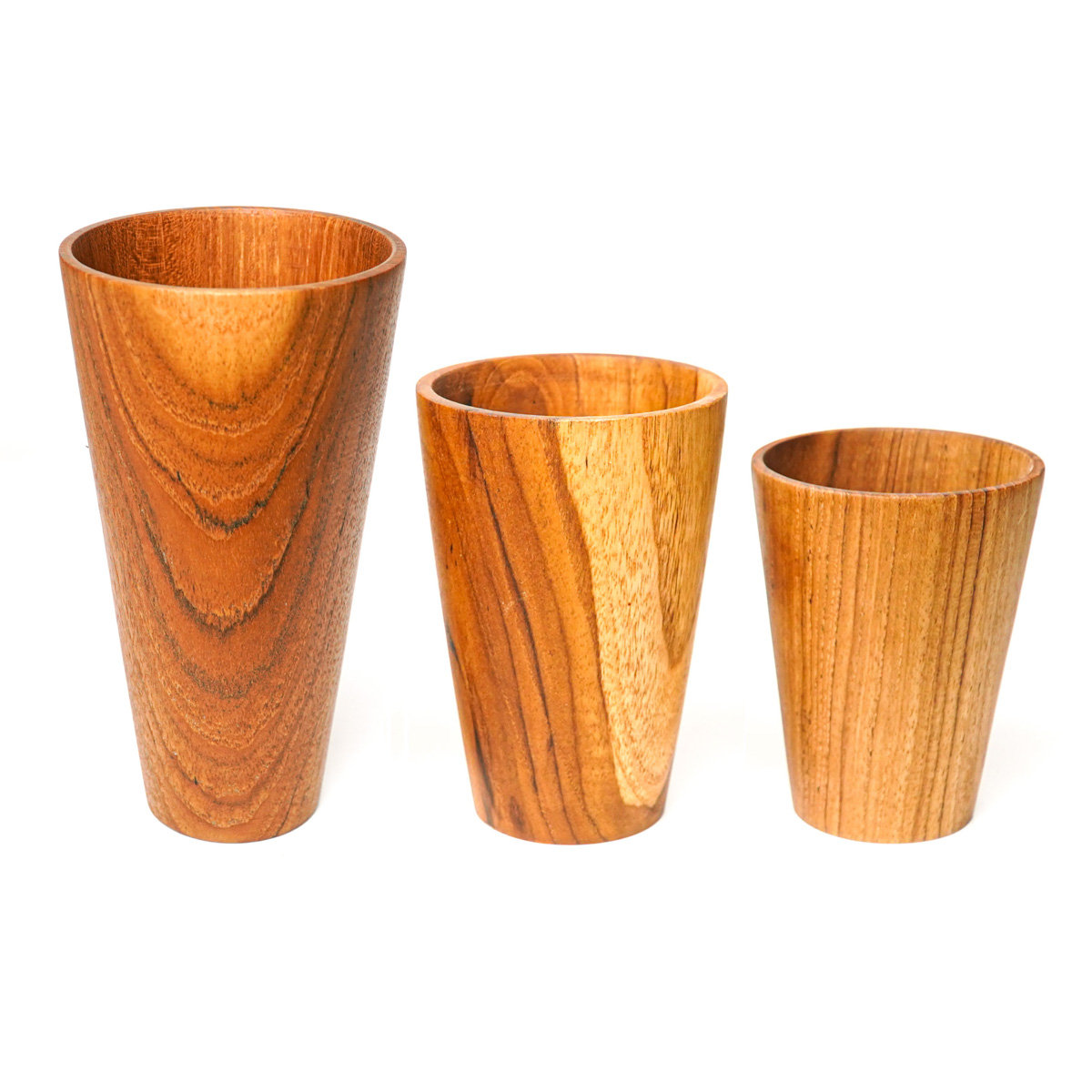 Rainforest Bowls Straight 3 Piece Teak Wood Teacup Set | Wayfair