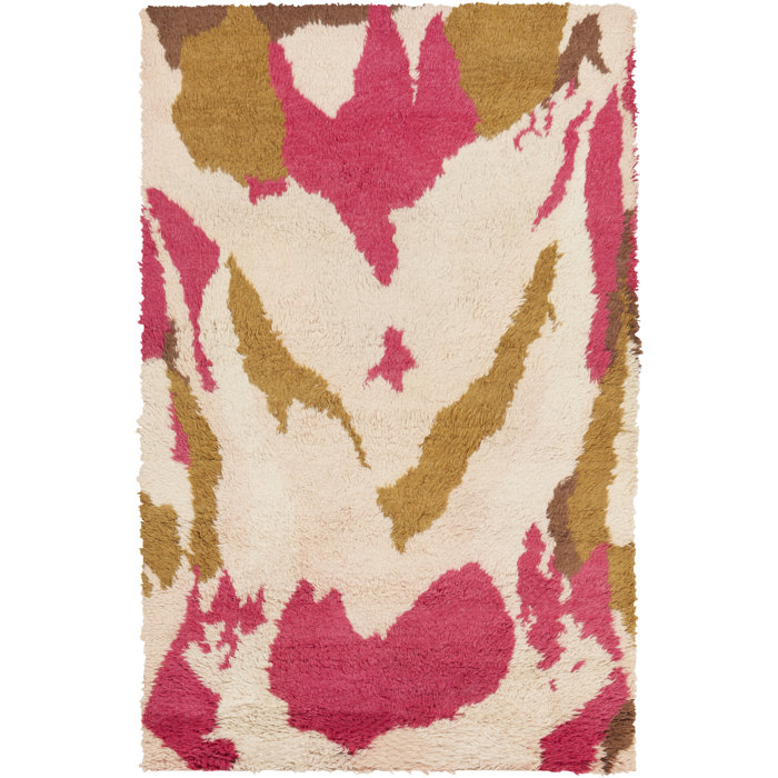 Orren Ellis Leora Handmade Flatweave Wool Pink Rug | Wayfair