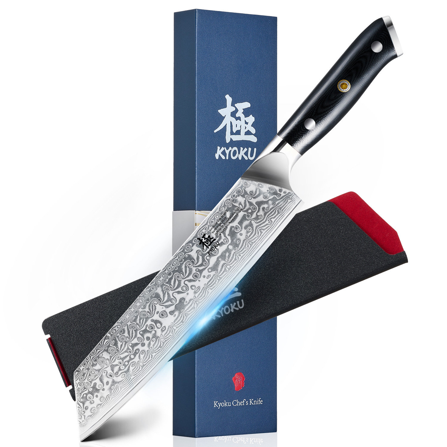 Kyoku Shogun Gin Series Full Tang Japanese Vg10 Damascus Stainless ...