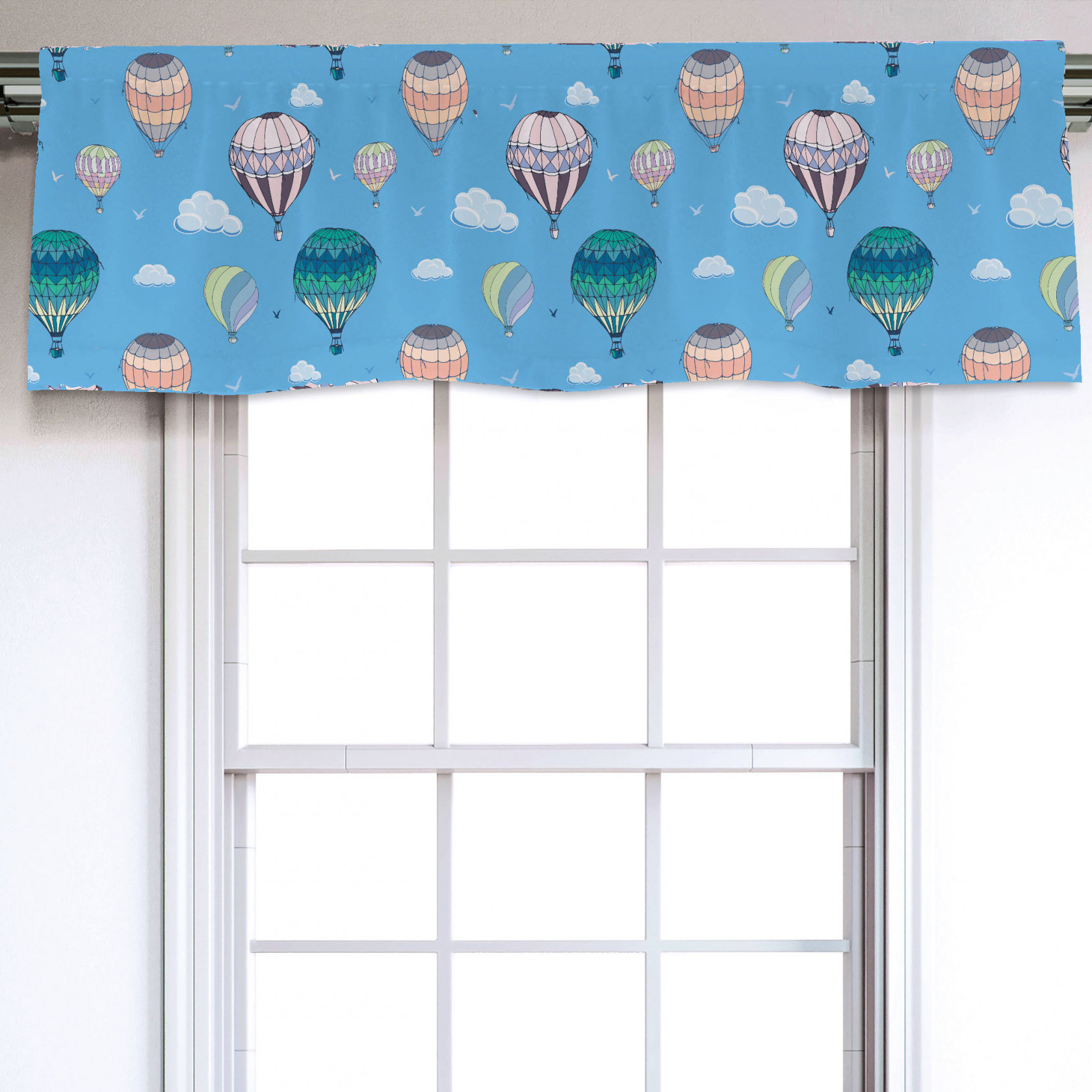East Urban Home Sateen Ruffled 54'' Window Valance in Blue/White/Green ...