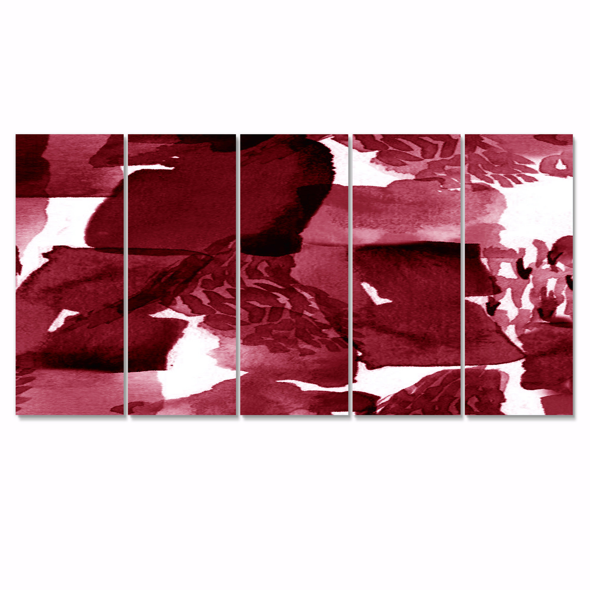 DesignArt Abstract Burgundy Strokes - 5 Piece Wrapped Canvas Print ...