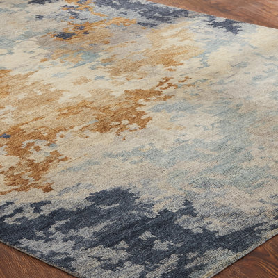 17 Stories Chandlee Handmade Hand-Knotted Wool Blue/Brown/Gray Rug ...