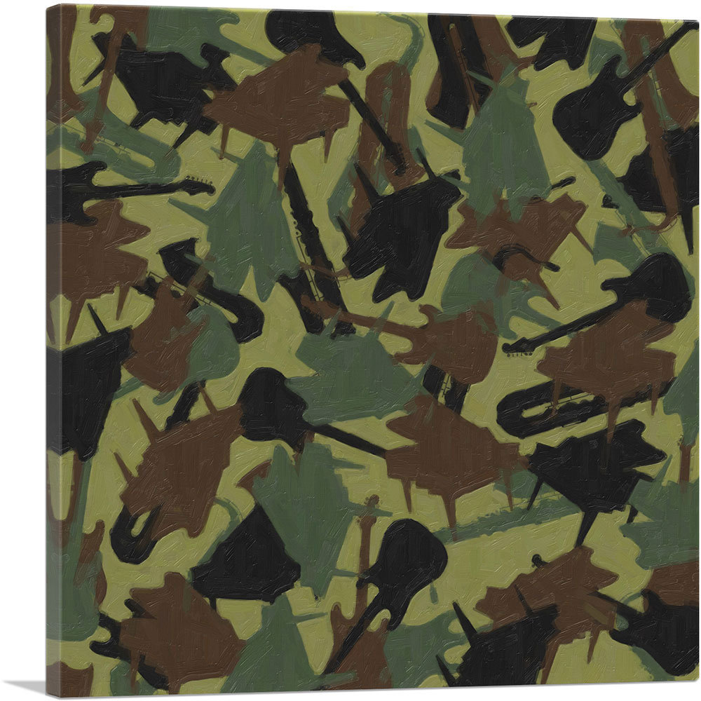 ARTCANVAS Army Green Camo Camouflage Musical Instruments Piano Pattern ...