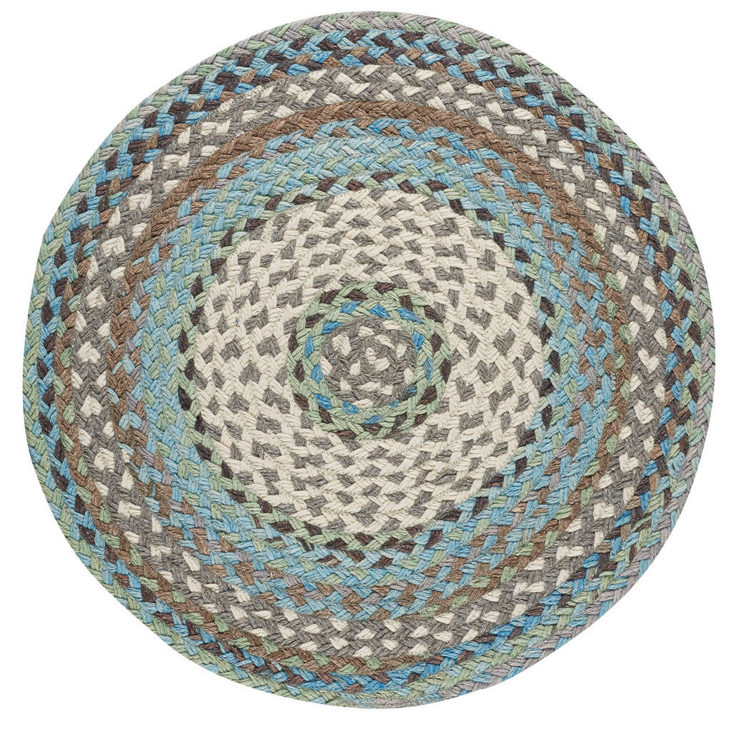 Foundry Select Ashelyn Geometric Braided Wool Area Rug in Blue/Beige ...