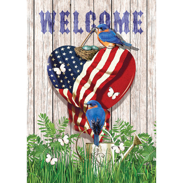 Toland Home Garden Toland Bluebird Welcome Inch Spring Flag Patriotic ...