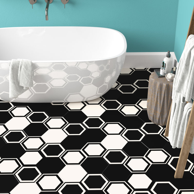 Wrought Studio Minimalist Hexagon Floor Decal | Wayfair