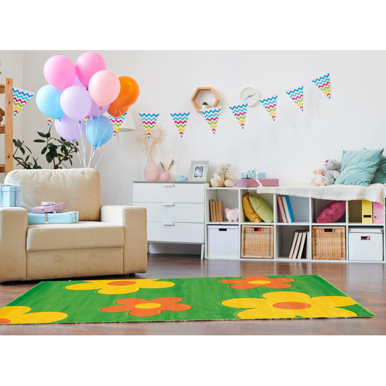 Threadbind Flatweave Performance Green/Orange Rug & Reviews | Wayfair