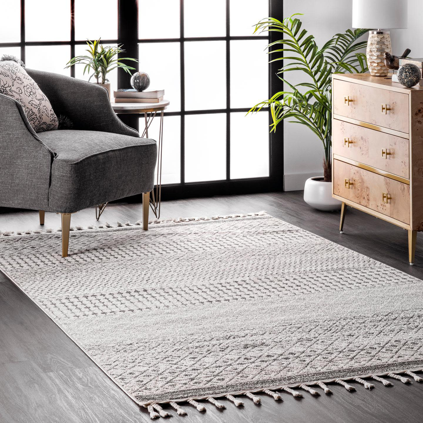 Union Rustic Lannie Power Loom Performance Gray Rug & Reviews | Wayfair