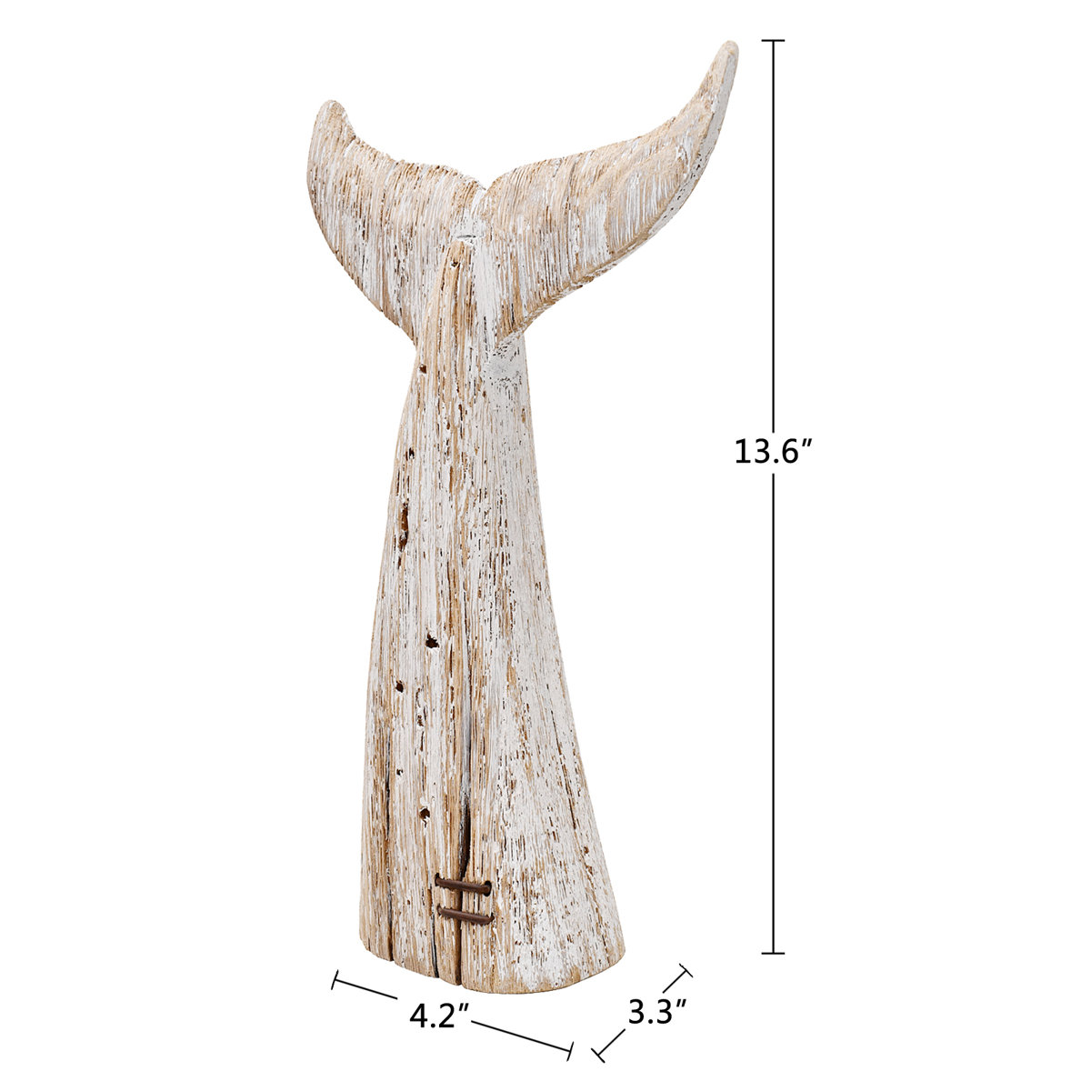 Highland Dunes Wood Whale Tail Statue Nautical Tabletop Decor Rustic ...