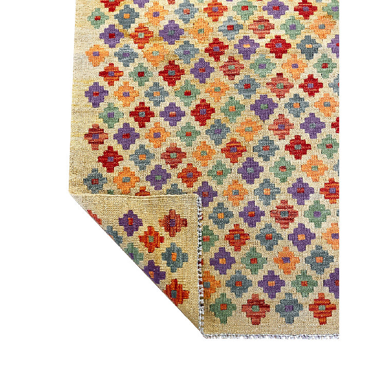 Bungalow Rose Handmade Flatweave Wool Red/Orange/Blue Rug | Wayfair