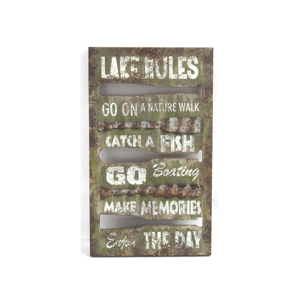 Millwood Pines Lake Rules Plaque Wall Décor | Wayfair