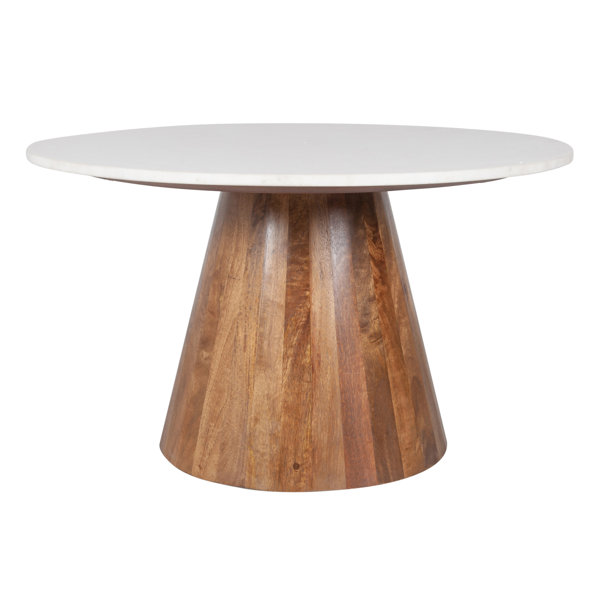 Joss & Main Tamia 36" Round Marble And Mango Wood Coffee Table | Wayfair