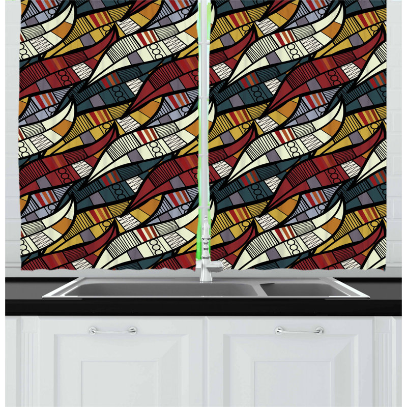 East Urban Home African Kitchen Curtain | Wayfair